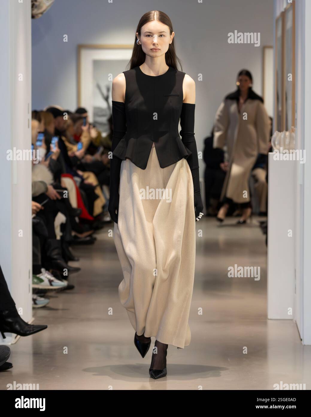 New York, USA. 07th Feb, 2025. A model is seen on the catwalk at the ...
