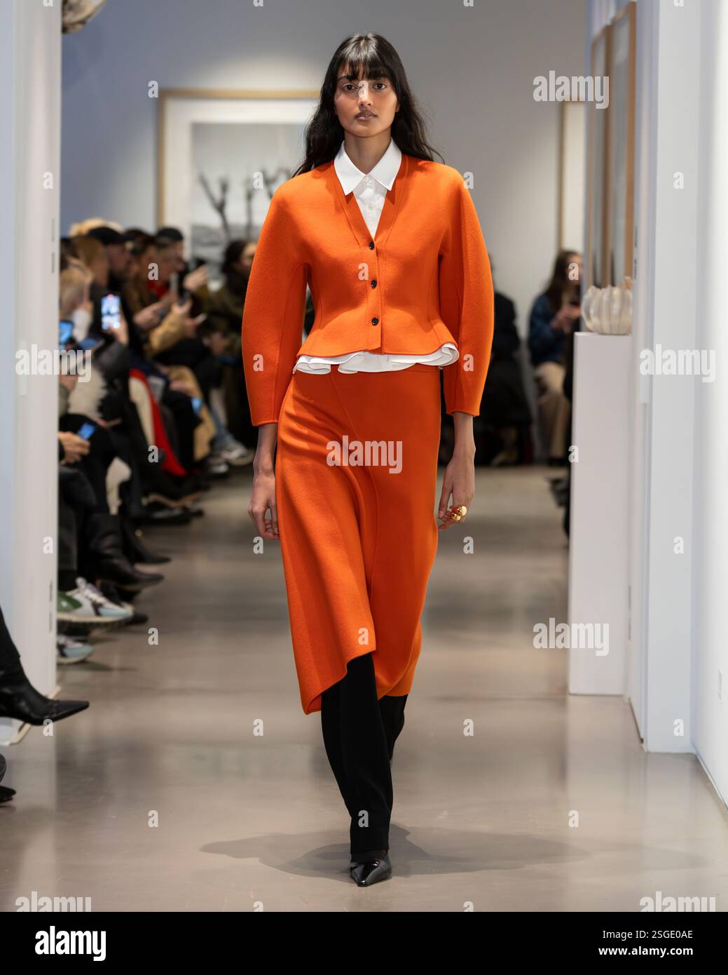 New York, USA. 07th Feb, 2025. A model is seen on the catwalk at the ...