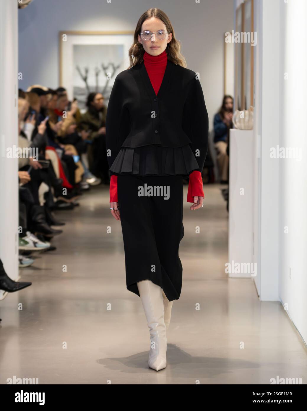 New York, USA. 07th Feb, 2025. A model is seen on the catwalk at the ...