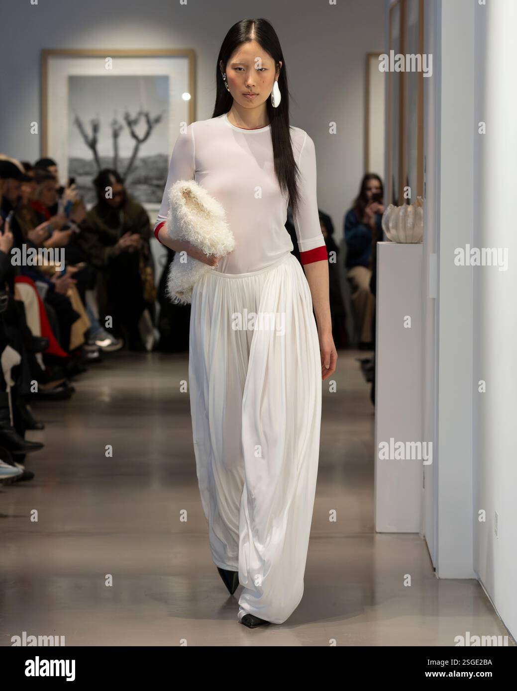 New York, USA. 07th Feb, 2025. A model is seen on the catwalk at the ...