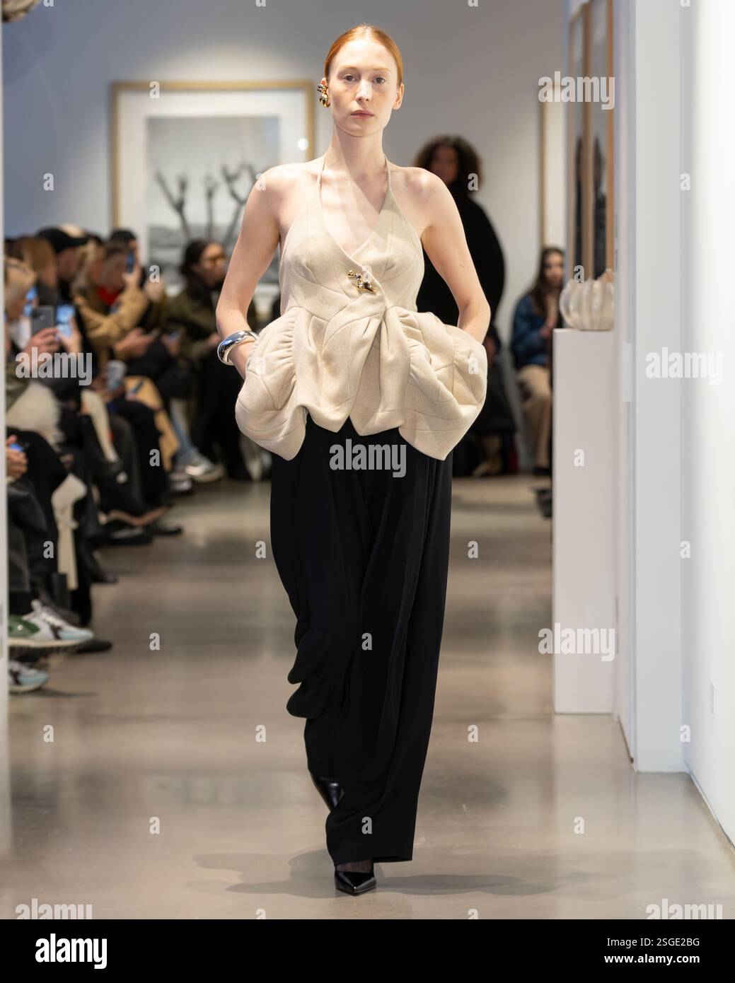 New York, USA. 07th Feb, 2025. A model is seen on the catwalk at the ...