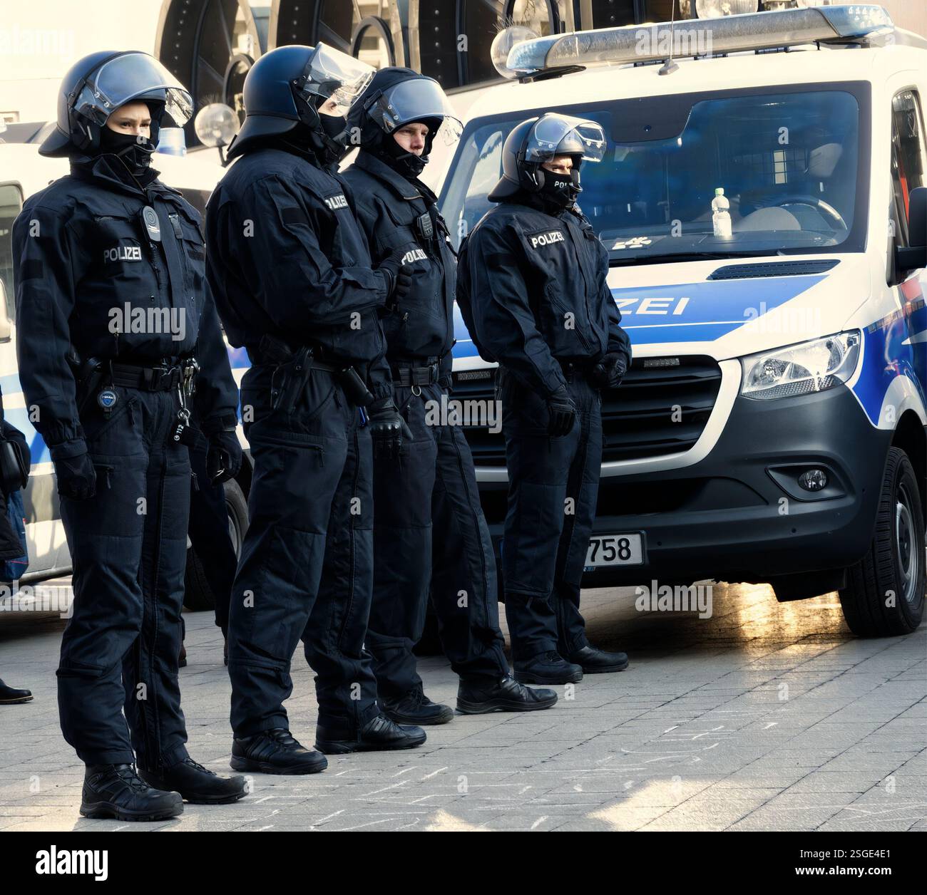 Hanover, Germany, February 8, 2025: German police officers wearing ...
