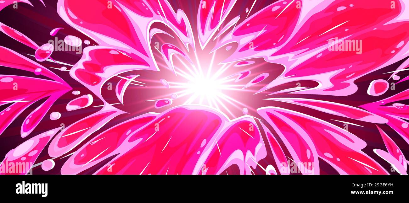 Pink anime explosion background with bright radial blast pattern ...