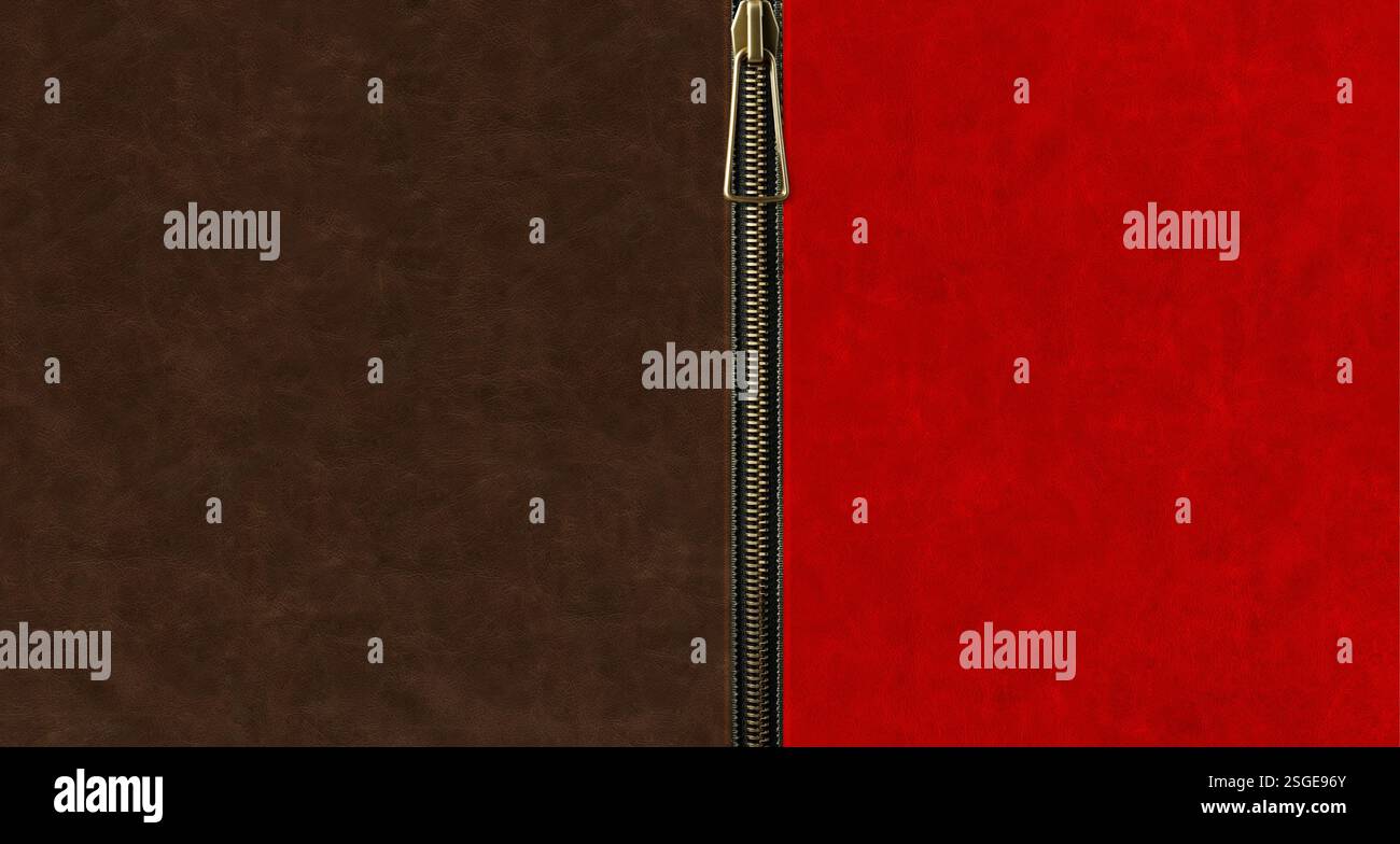 Leather background with zipper. Zipped zipper and leather patches ...