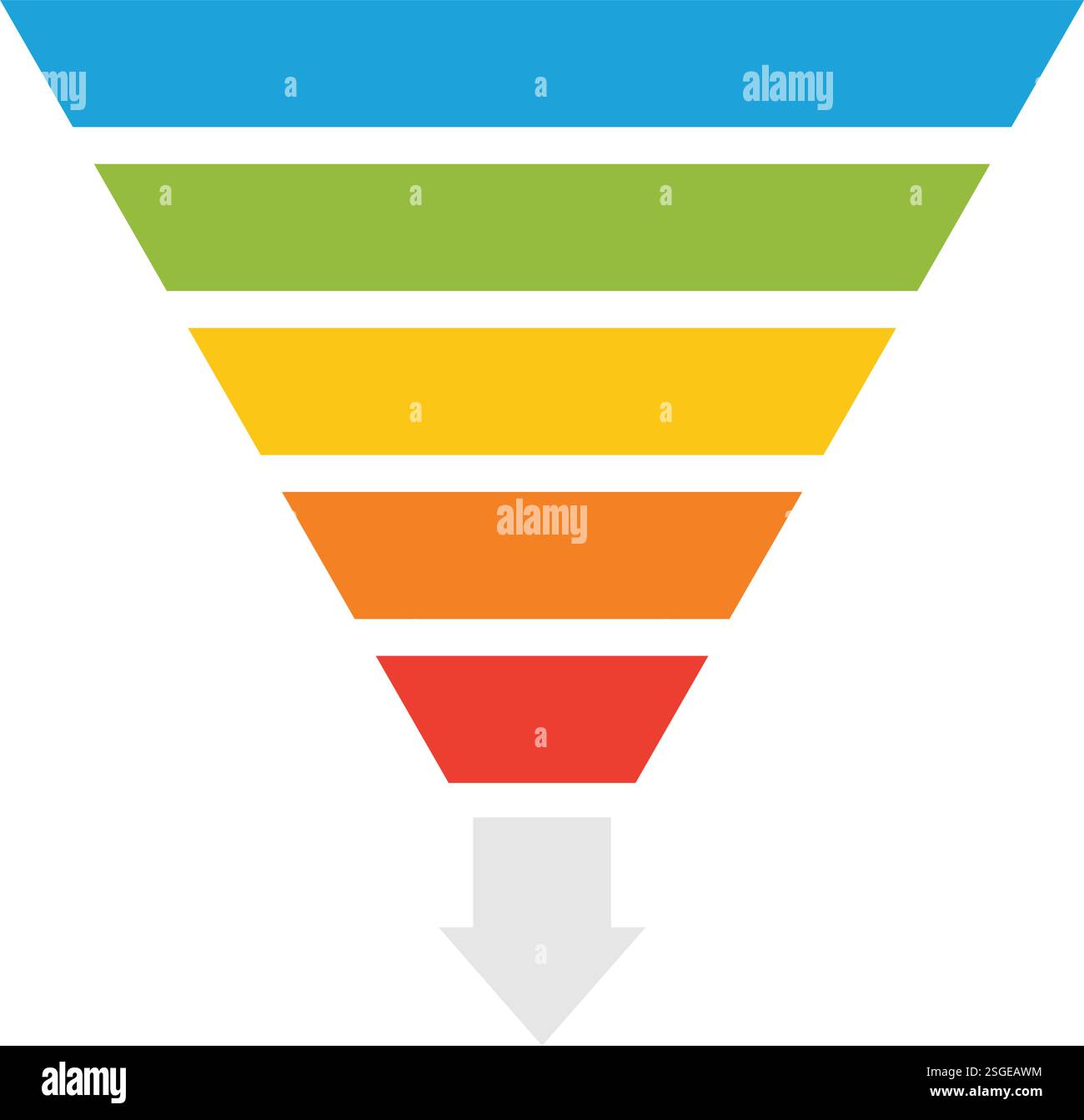 Sale marketing funnels set. Business pyramid template with five steps ...