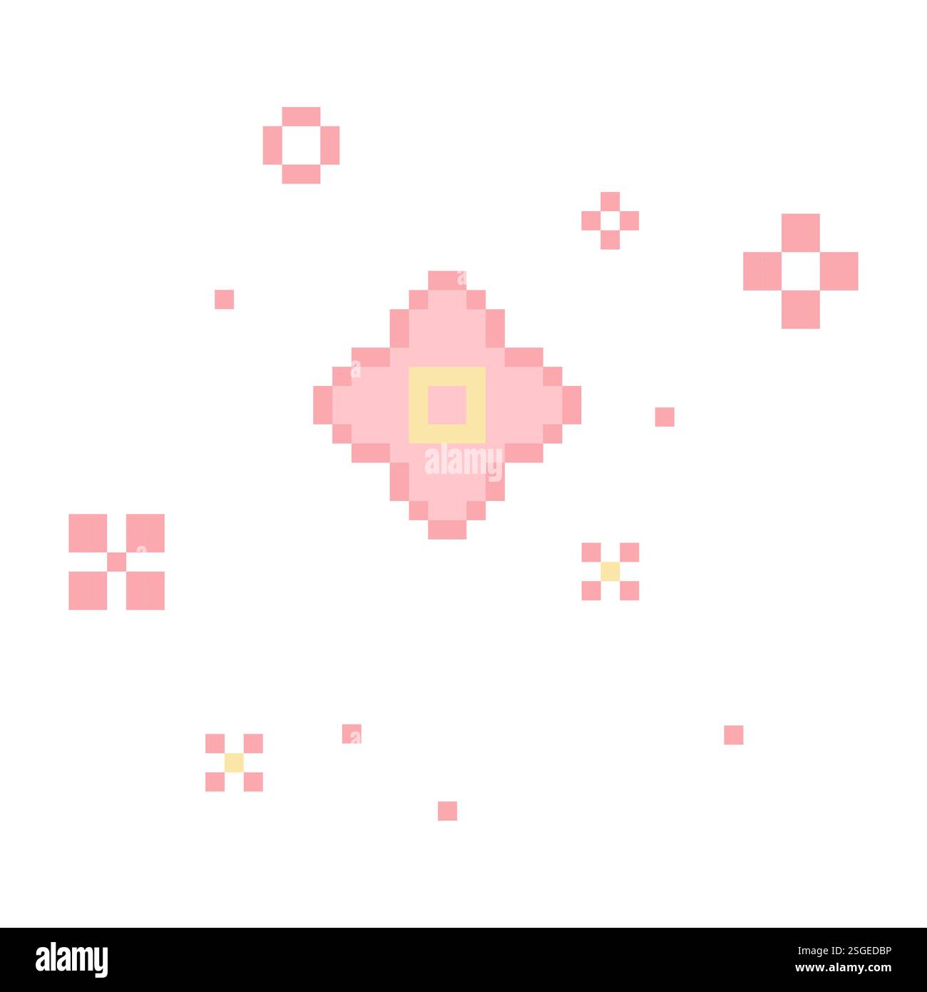 Sakura cherry pixel flower, floral japan 8 bit retro y2k plam. East ...