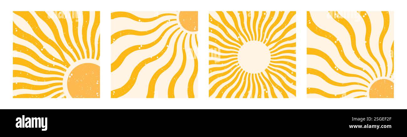 Sun abstract sunrays clipart set. Yellow sun rays, sun light and solar ...