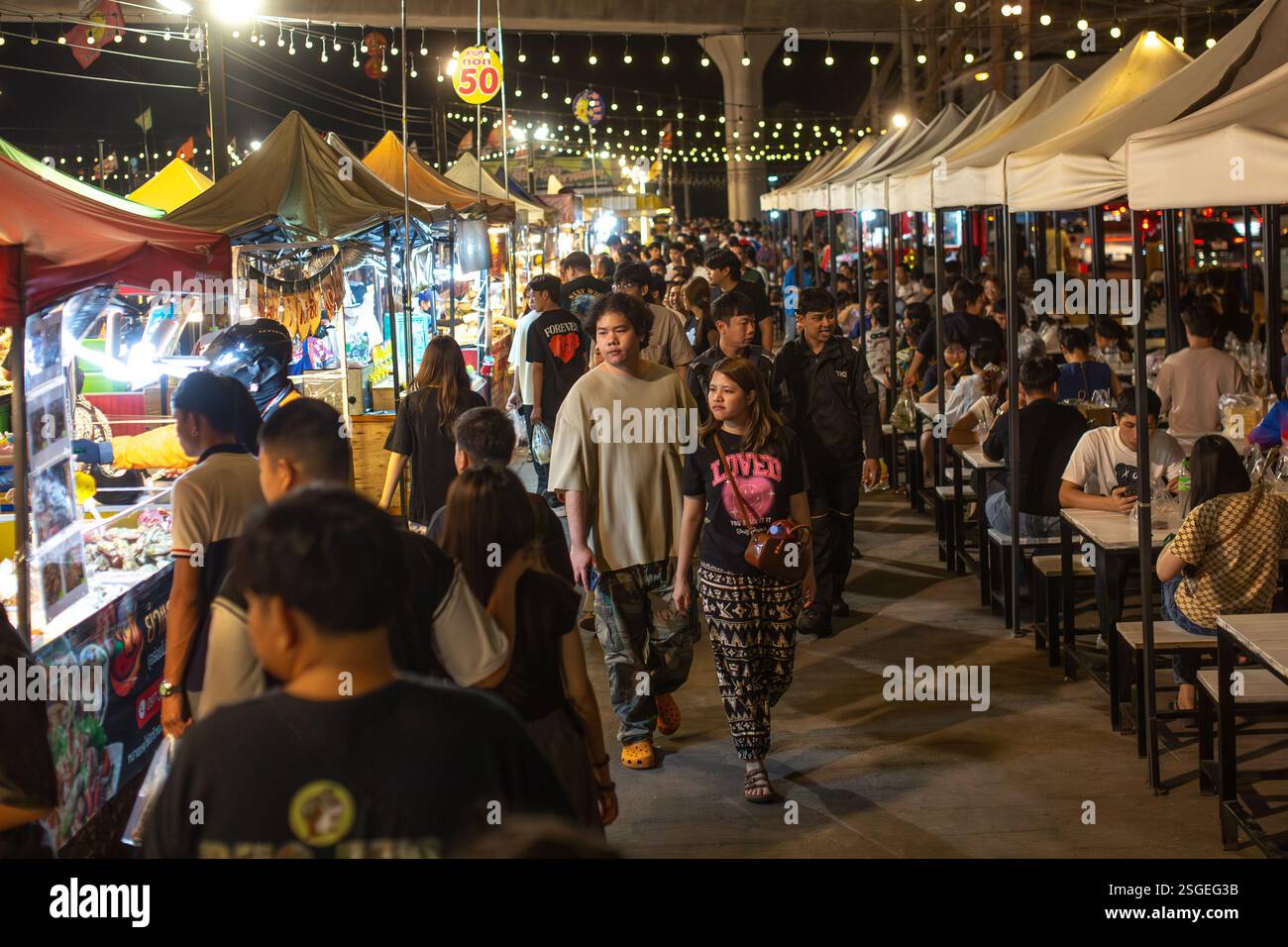 Bangkok, Thailand - February 9, 2025: People at The Save One Go Market ...