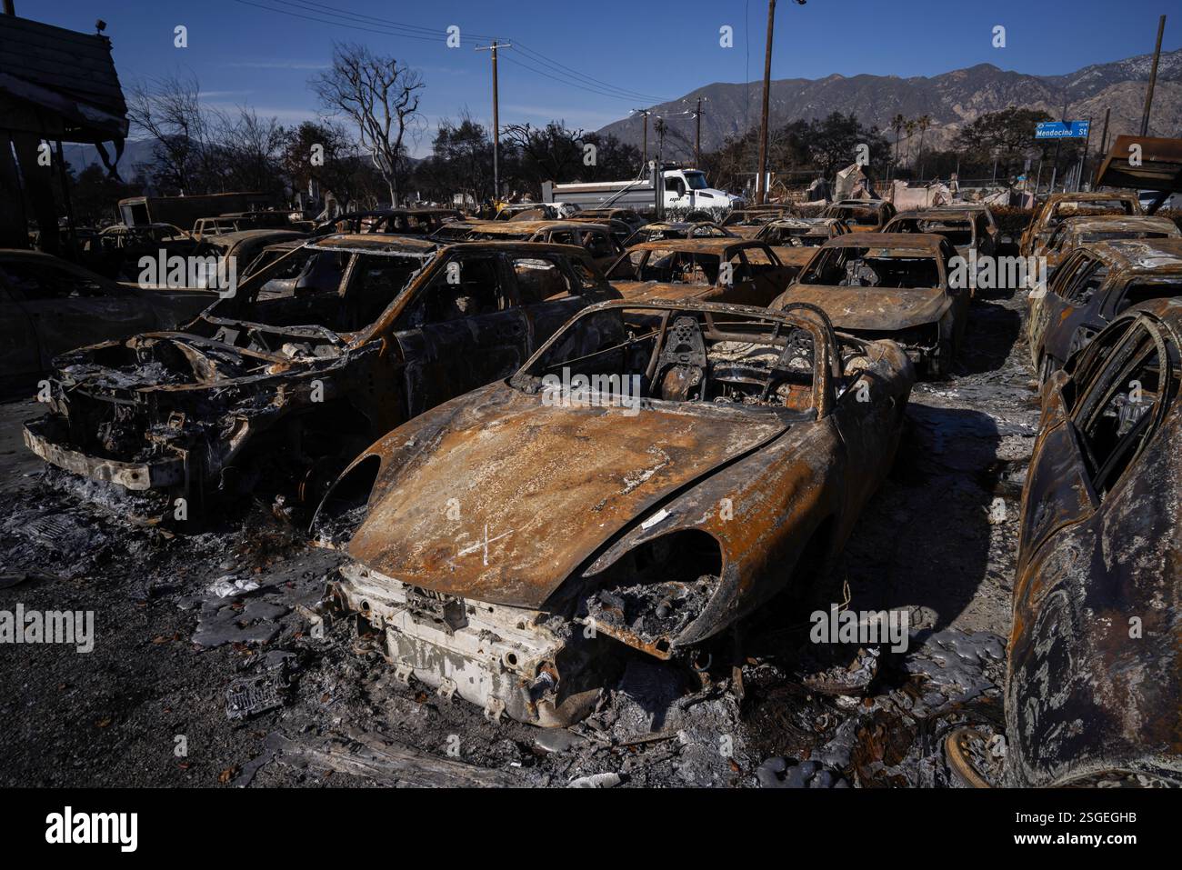 Altadena, United States. 09th Feb, 2025. Damage from the Eaton Fire in ...