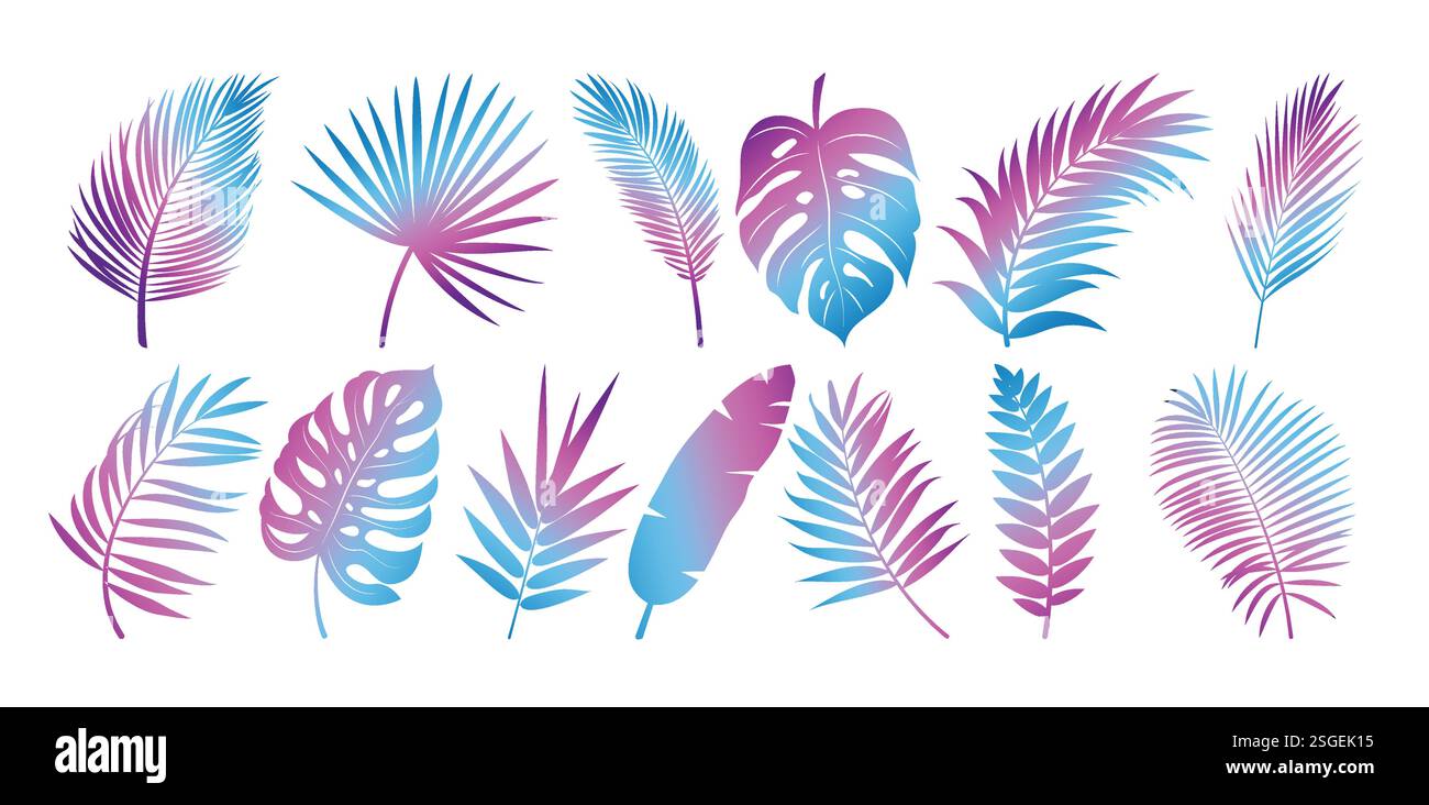 Leaves pastel drawing clipart set. Leaf clip art in neon, bright, vivid ...