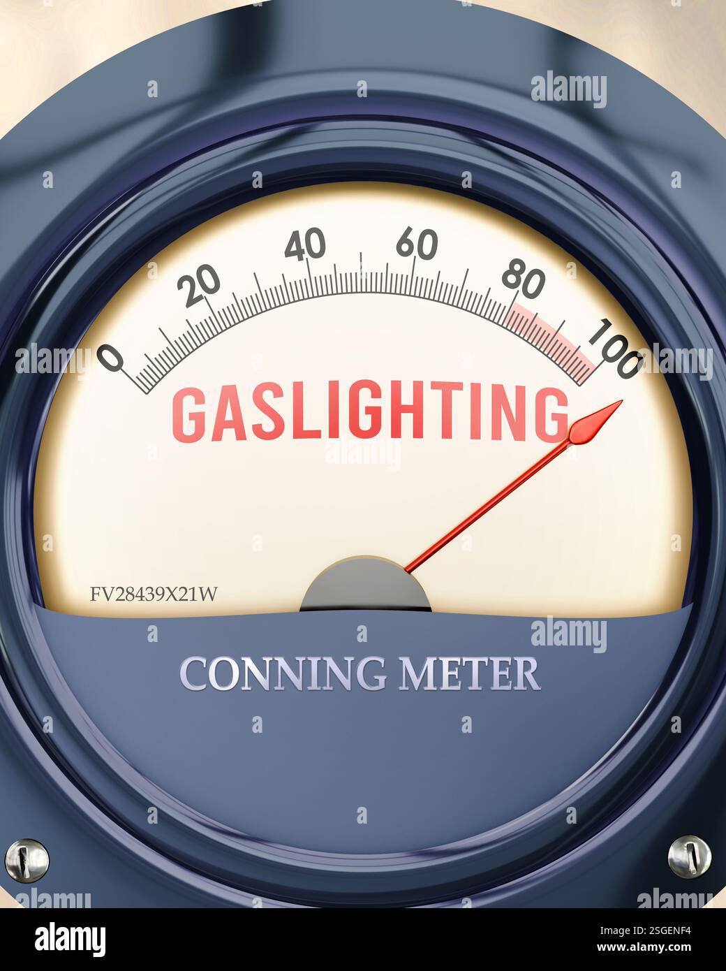 Gaslighting and Conning Meter that is hitting a full scale, showing a ...