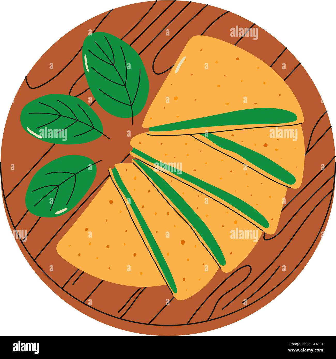 Gozleme tortillas. Traditional Middle Eastern pastry. Hand drawn vector ...