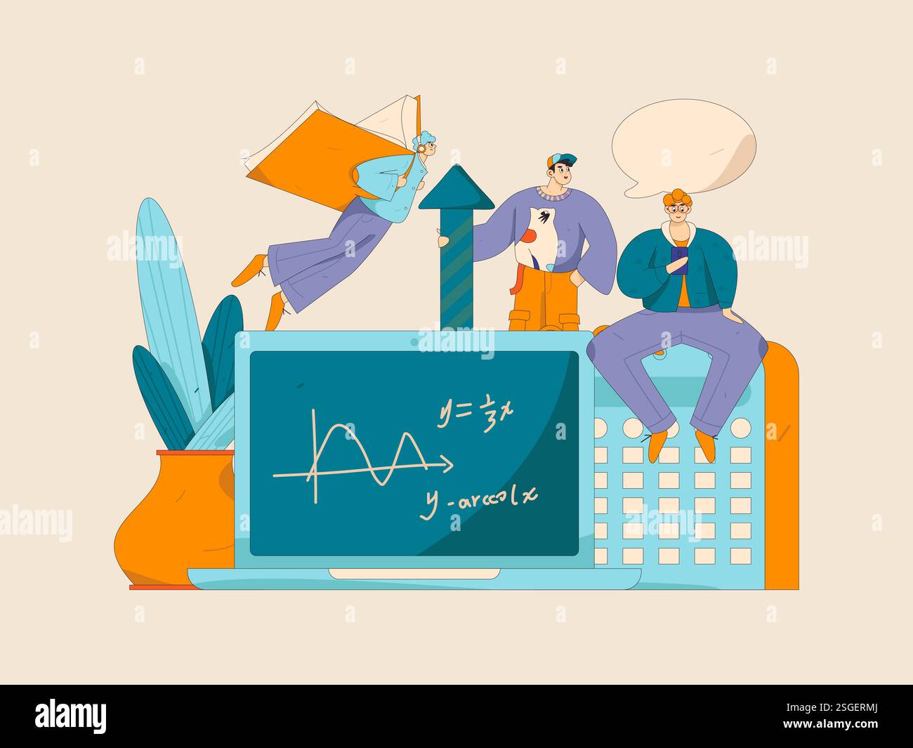 Education and learning people flat vector concept hand drawn ...