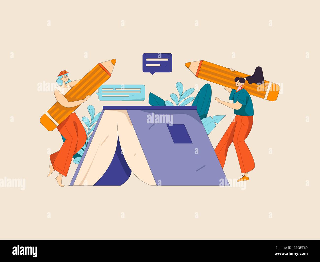 Education and learning people flat vector concept hand drawn ...