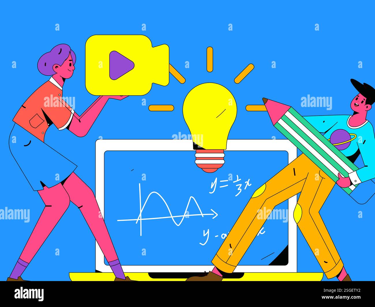 Education and learning people flat vector concept hand drawn ...