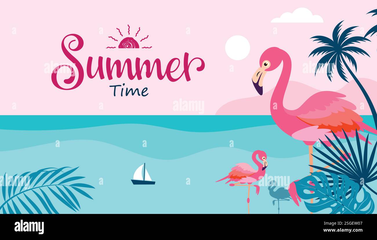 Summer time beach clipart background design. Summer beach background ...