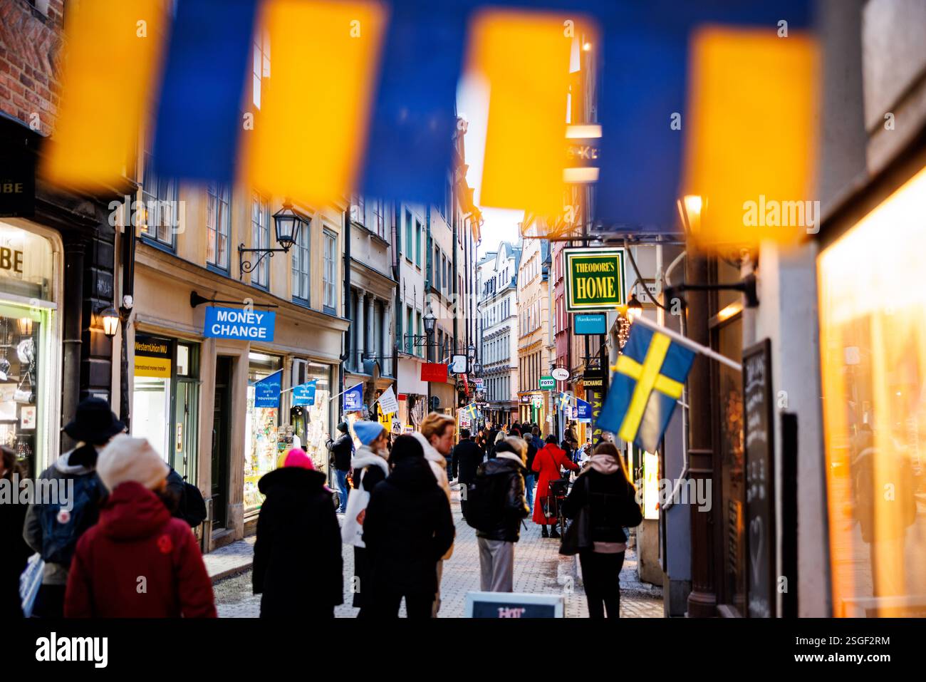 Stockholm, Sweden. 23rd Feb, 2024. A Swedish flag in the colors yellow ...