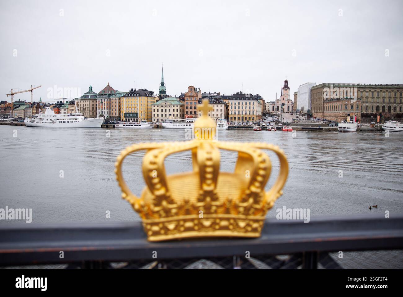 Stockholm, Sweden. 24th Feb, 2024. A golden Swedish royal crown adorns ...