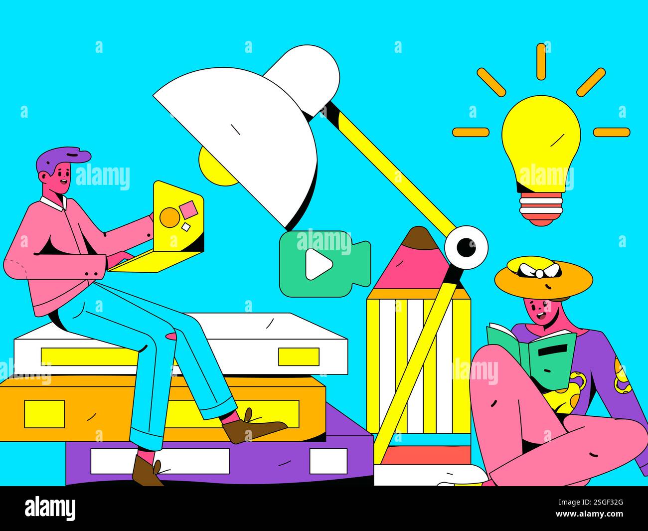 Education and learning people flat vector concept hand drawn ...
