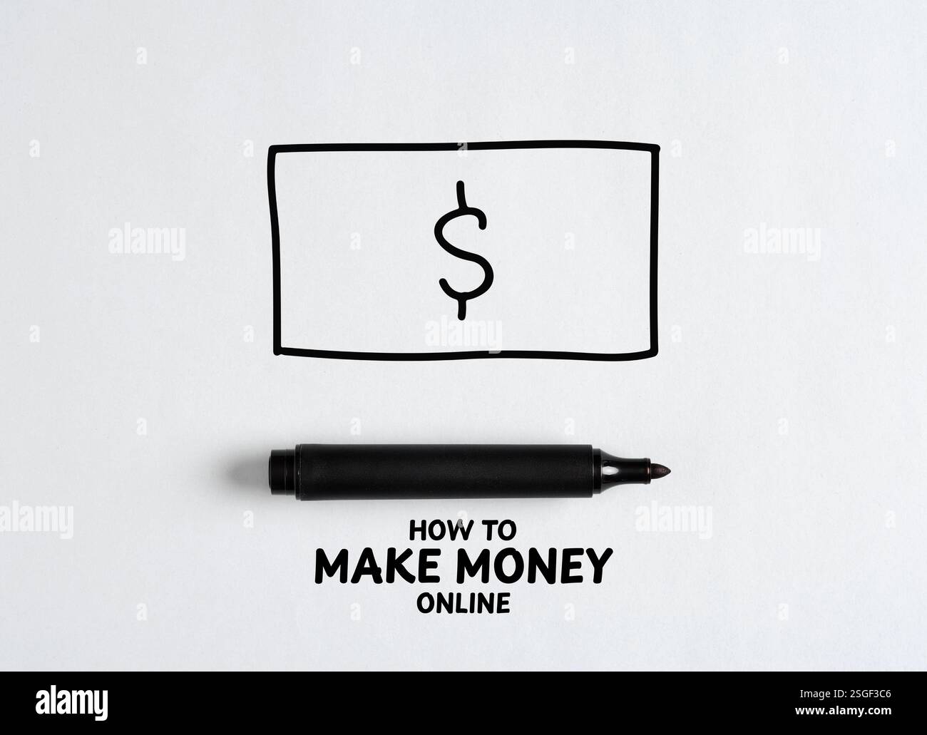 Hand-drawn dollar sign and marker on white background illustrating how ...