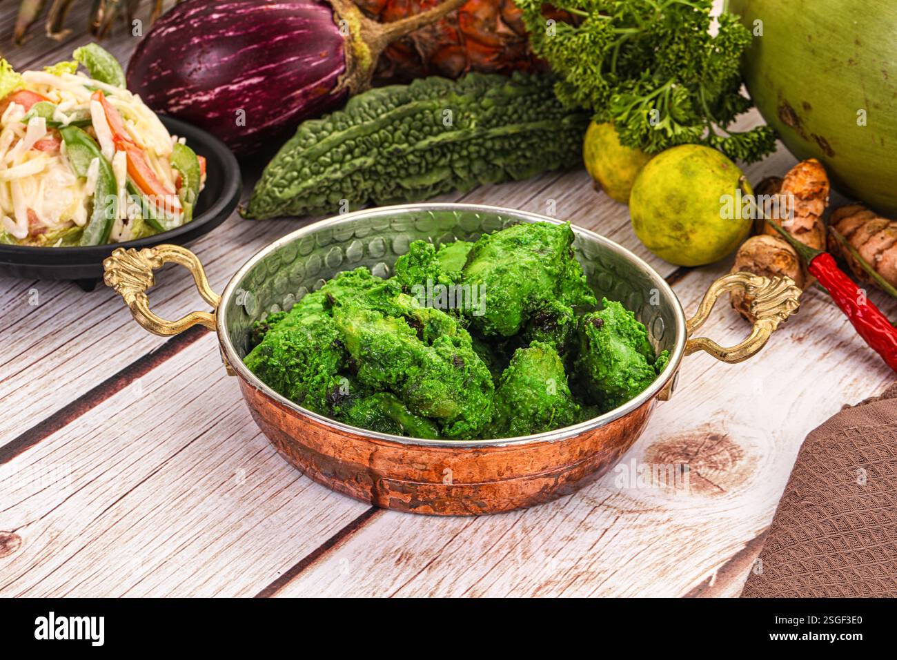 Indian green chicken mint tikka barbecue Stock Photo - Alamy