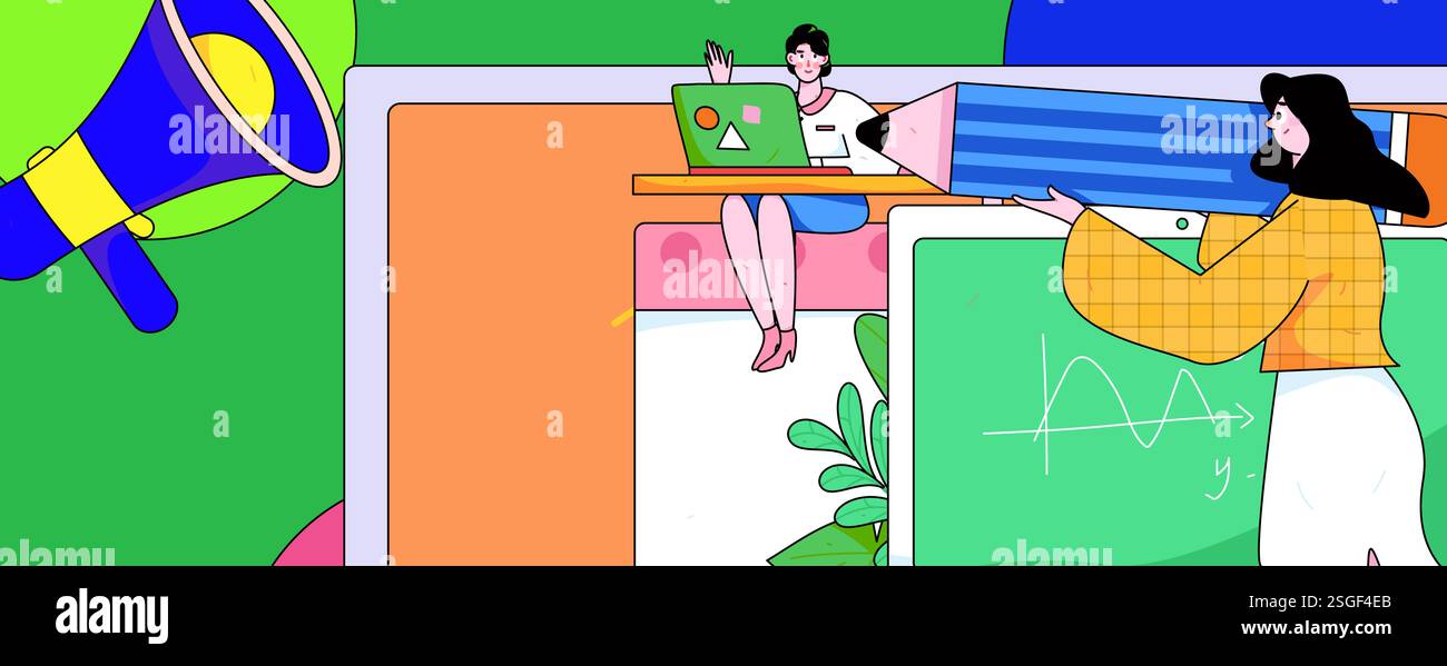 Education and learning people flat vector concept hand drawn ...