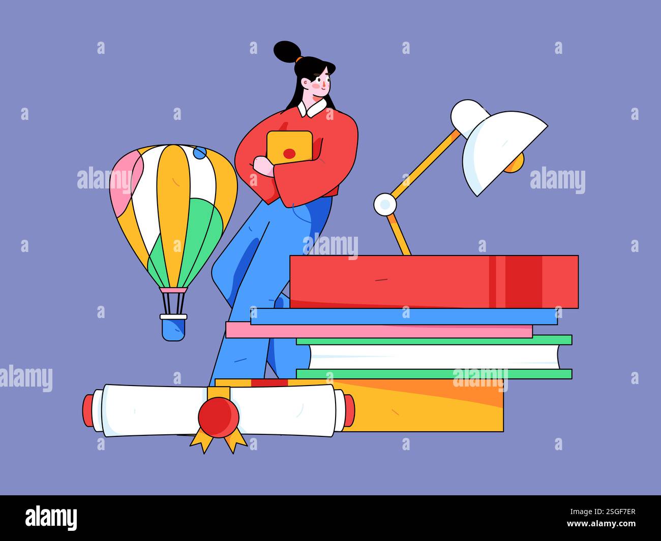 Education and learning people flat vector concept hand drawn ...