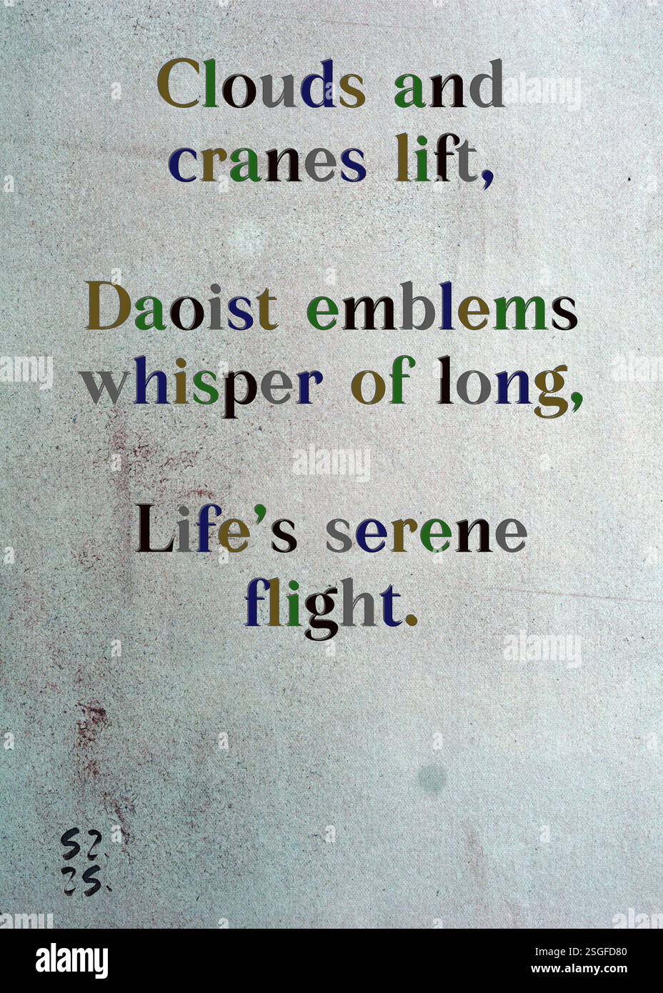 Clouds and cranes lift, Daoist emblems whisper of long, Life's serene ...