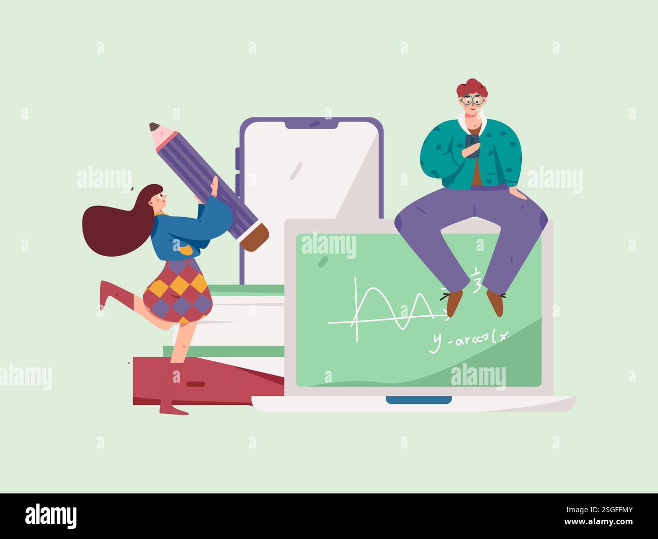 Education and learning people flat vector concept hand drawn ...