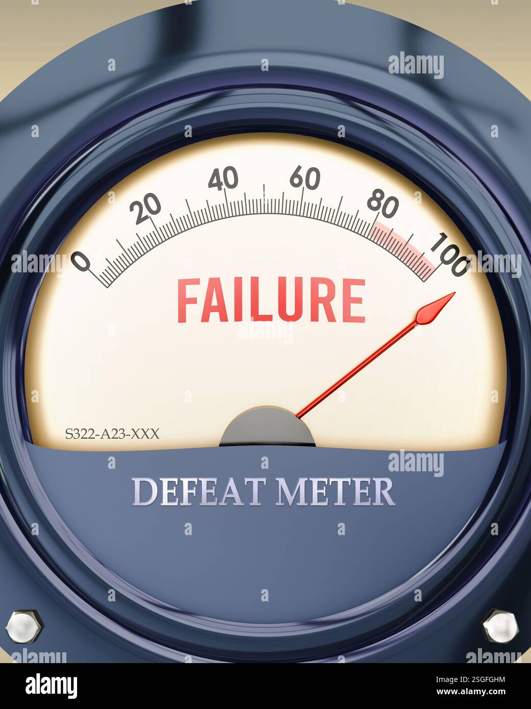 Failure and Defeat Meter that is hitting a full scale, showing a very ...