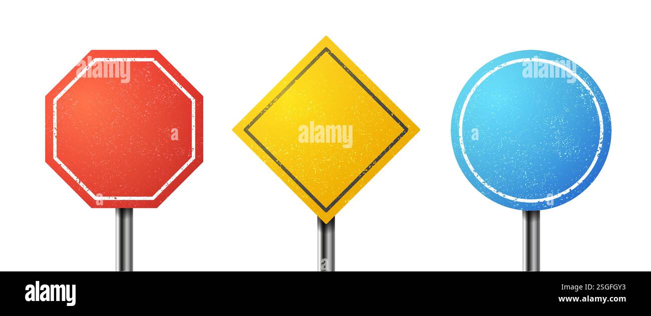 Three vector vintage rough road signs Stock Vector Image & Art - Alamy