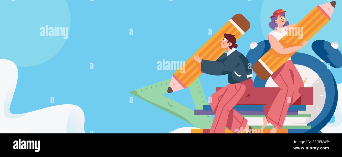 Education and learning people flat vector concept hand drawn ...