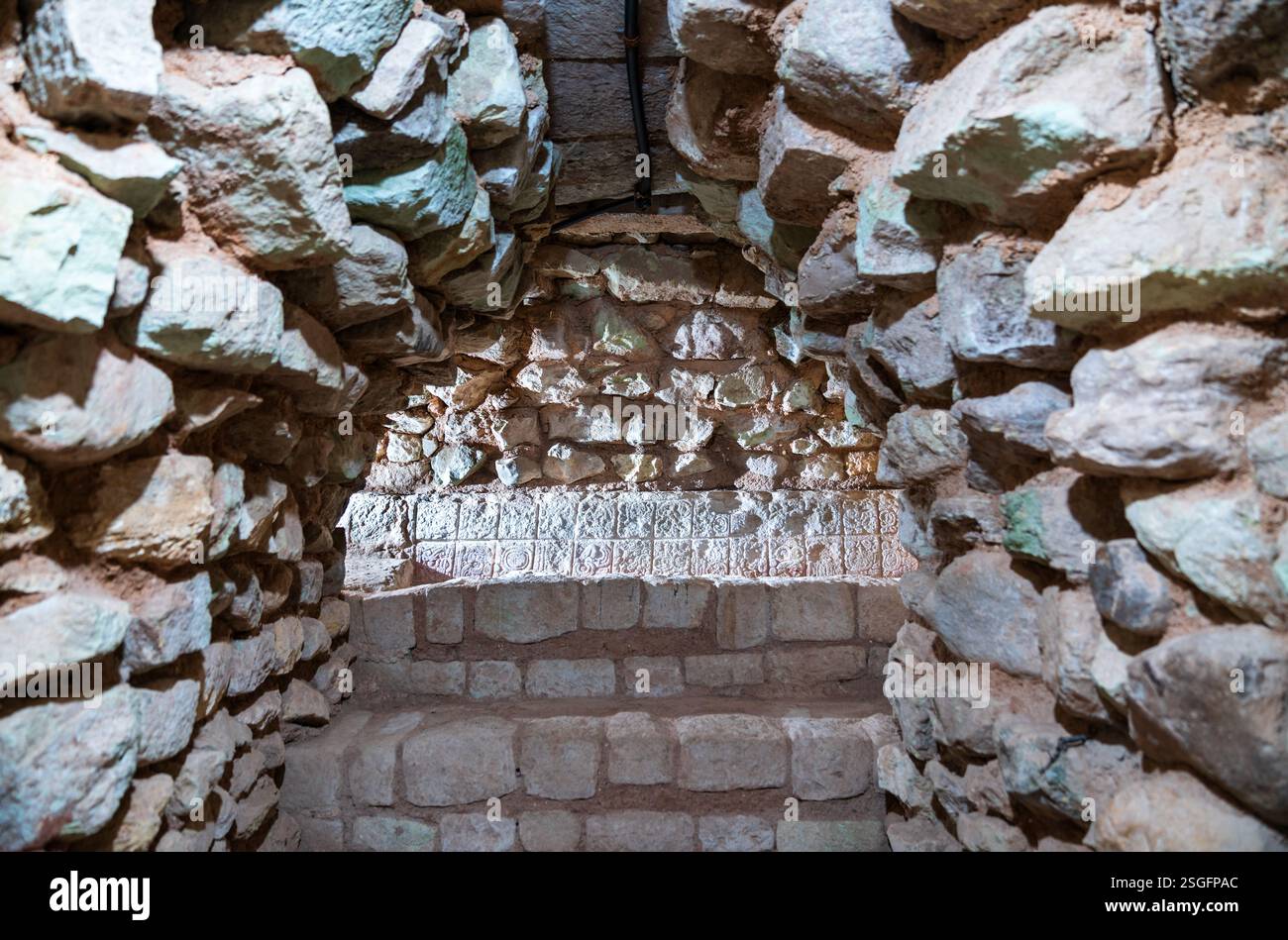 Mayan tunnel under the Acropolis at Maya Archaeological Site of Copan ...