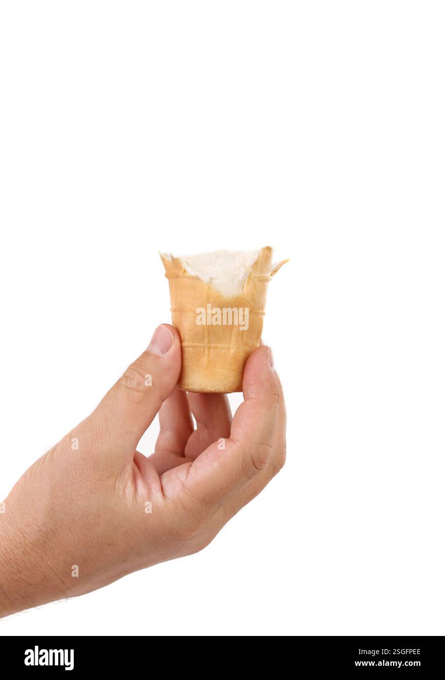Hand holds bitten ice cream. White background Stock Photo - Alamy