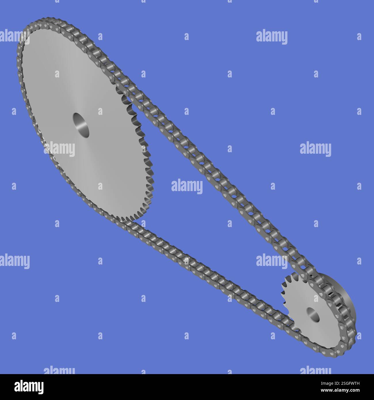 Chain drive. Roller Chain and Sprocket. Mechanical Transmission. 3D ...