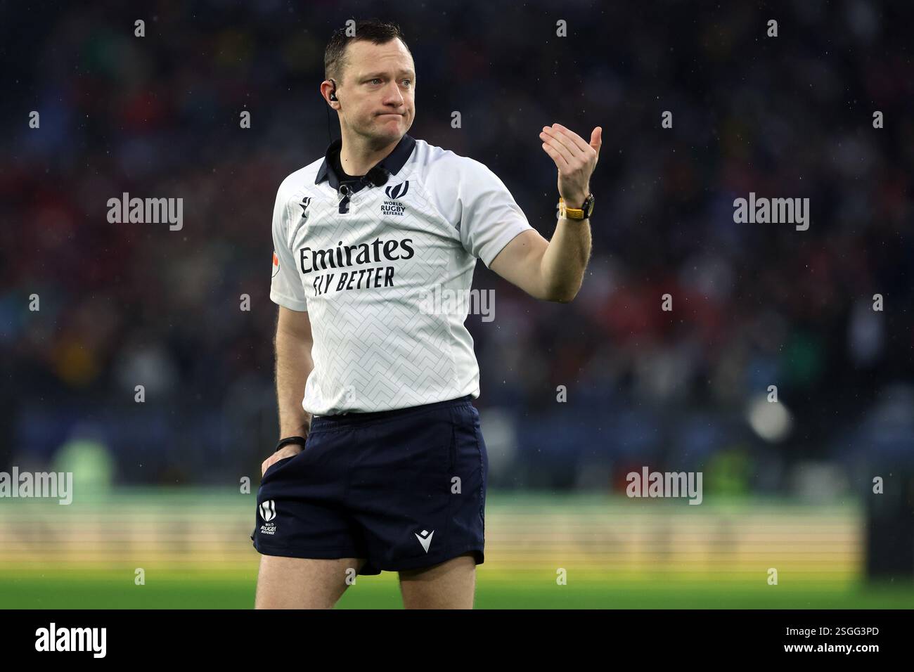 Referee Matthew Carley seen in action during the Guinness Six Nations ...
