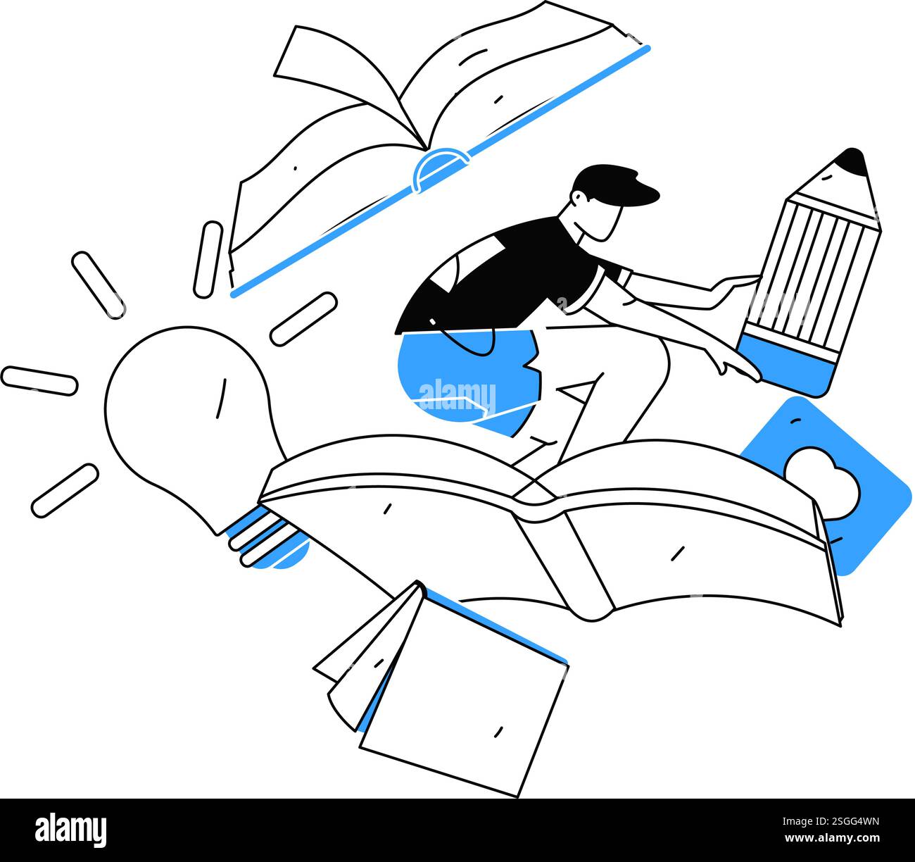 Education and learning people flat vector concept hand drawn ...