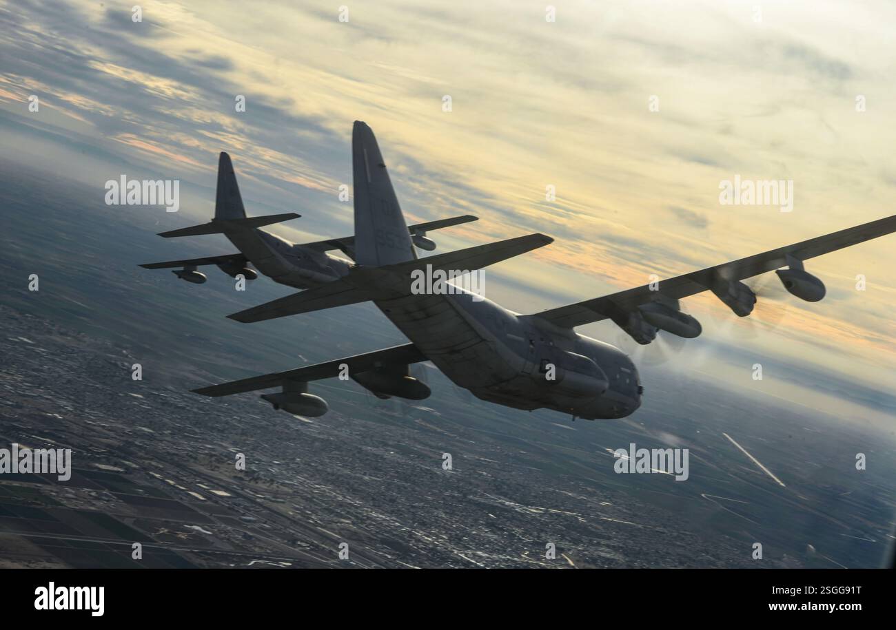 U.S. Marine Corps KC-130J Super Hercules aircraft with Marine Aerial ...