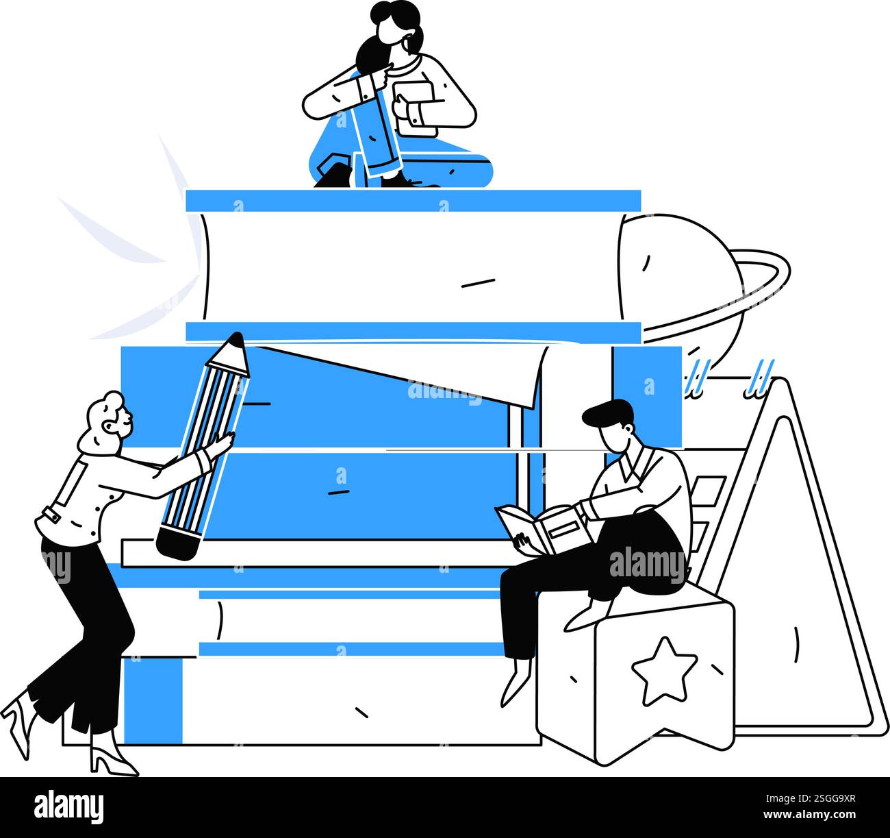 Education and learning people flat vector concept hand drawn ...