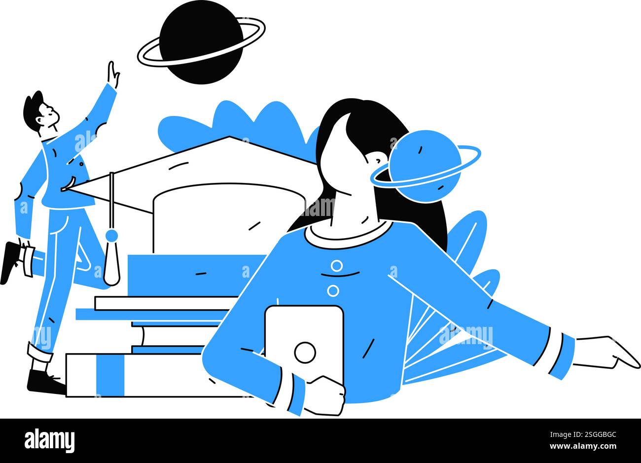 Education and learning people flat vector concept hand drawn ...