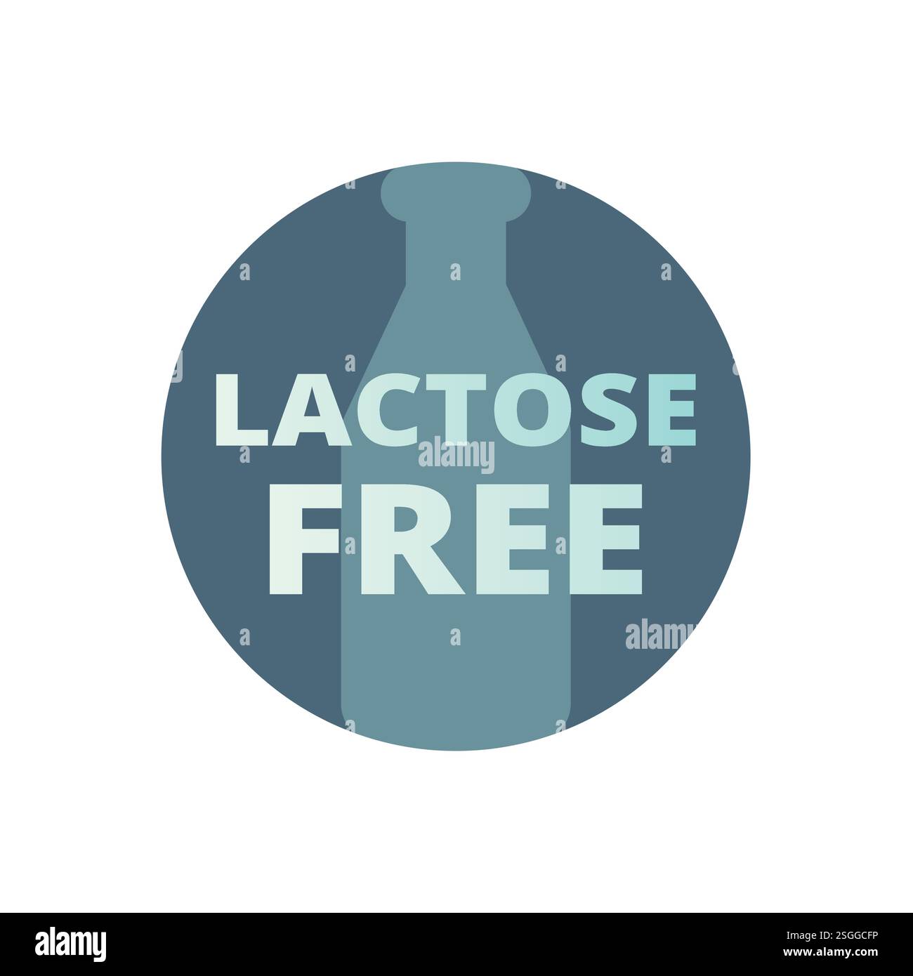 Lactose free circle vector label. No dairy or lactose with milk bottle ...