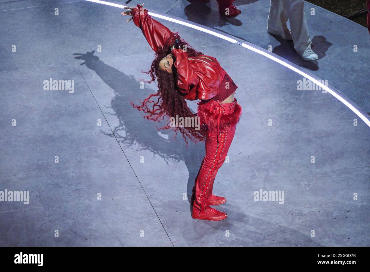 New Orleans, USA. 09th Feb, 2025. SZA performs during the Apple Music ...