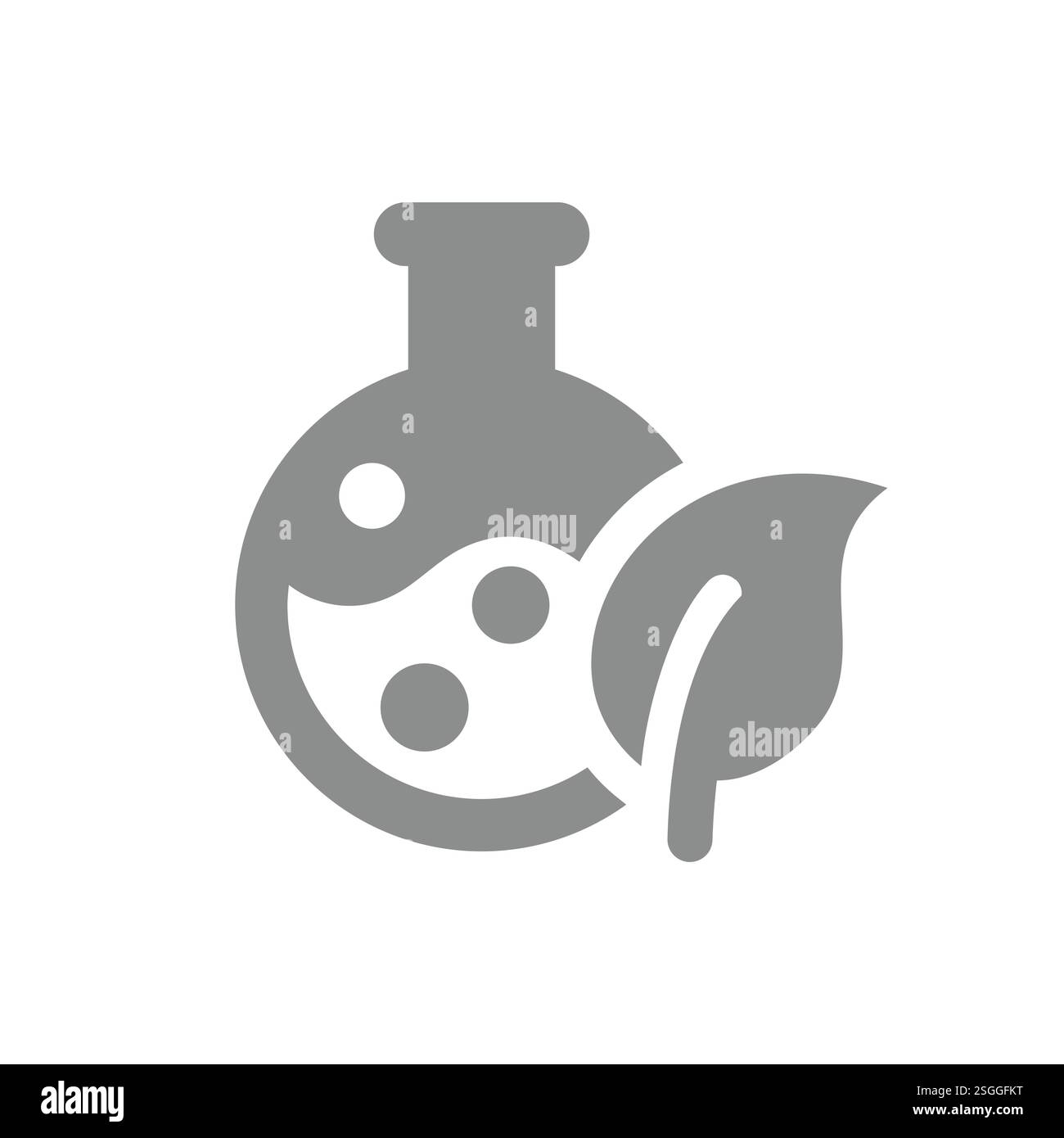 Natural formula with test tube and leaf icon. Natural cosmetics or ...