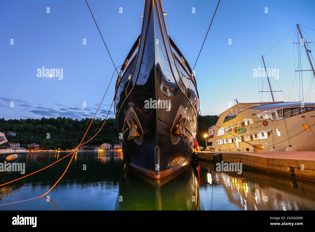 Elegant bow of luxury yacht minicruiser MY CASABLANCA, Šipan island ...