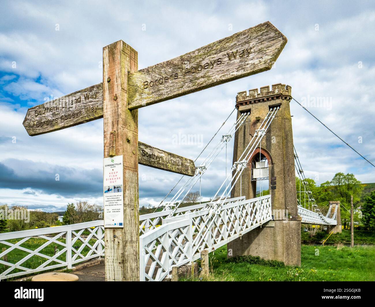 Signpost for the Southern Uplands Way and Borders Abbeys Way long ...
