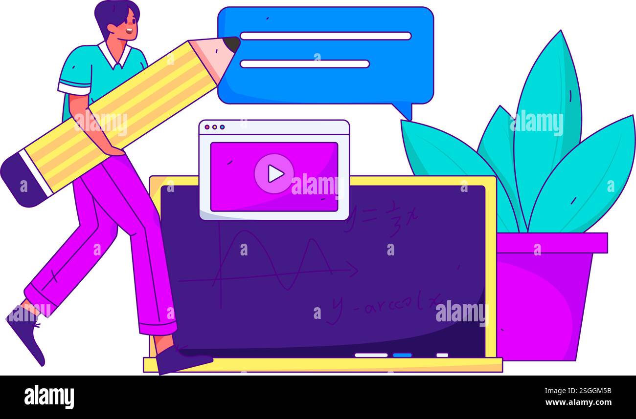 Education and learning people flat vector concept hand drawn ...