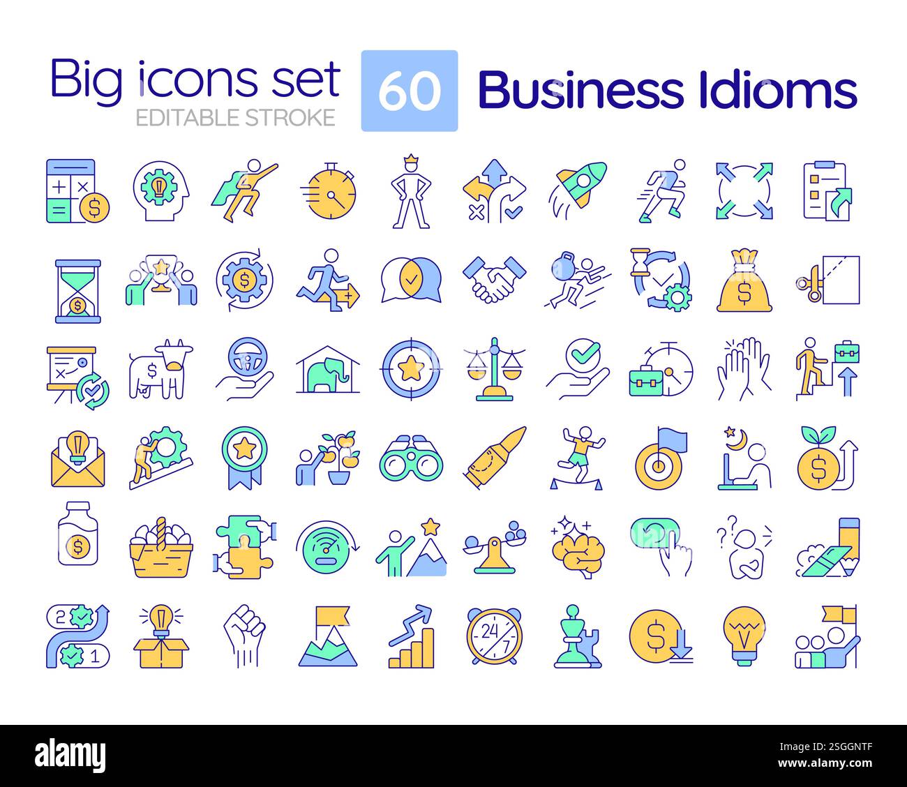 Business idioms RGB color icons set Stock Vector Image & Art - Alamy