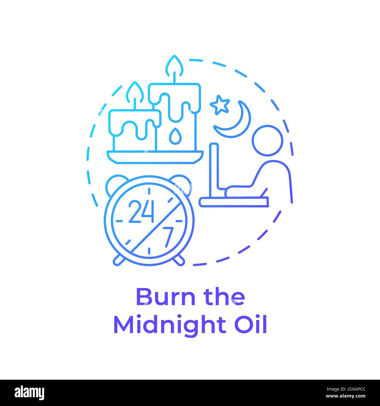 Burn the midnight oil blue gradient concept icon Stock Vector Image & Art - Alamy