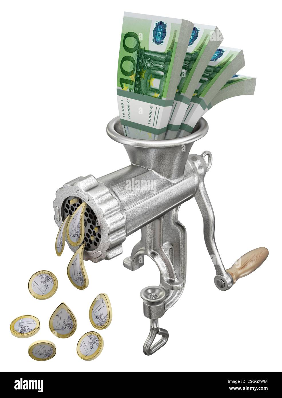 Money concept with meat grinder and money banknotes Stock Photo - Alamy