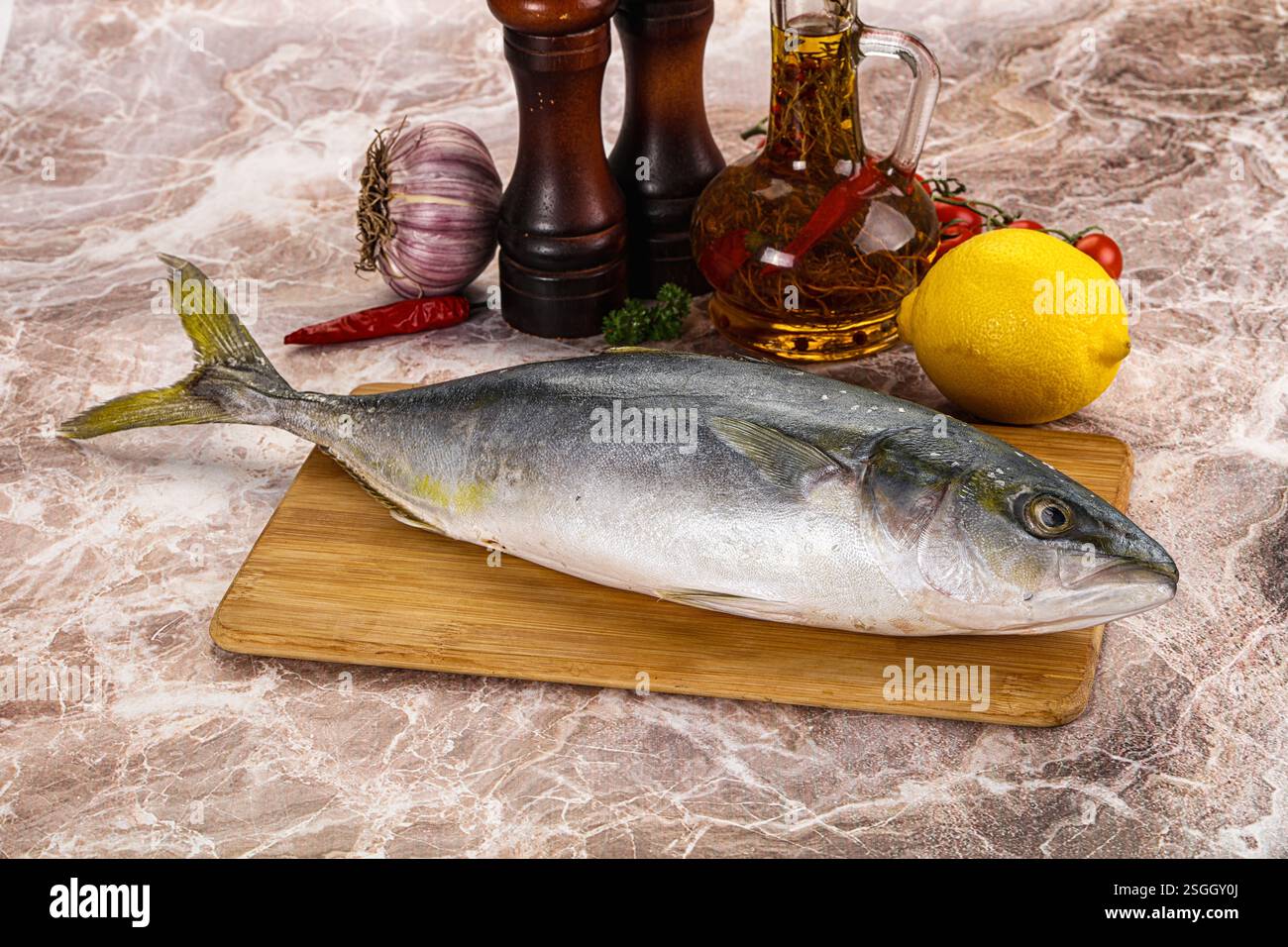 Raw Japanese Amberjack fish for cooking Stock Photo - Alamy